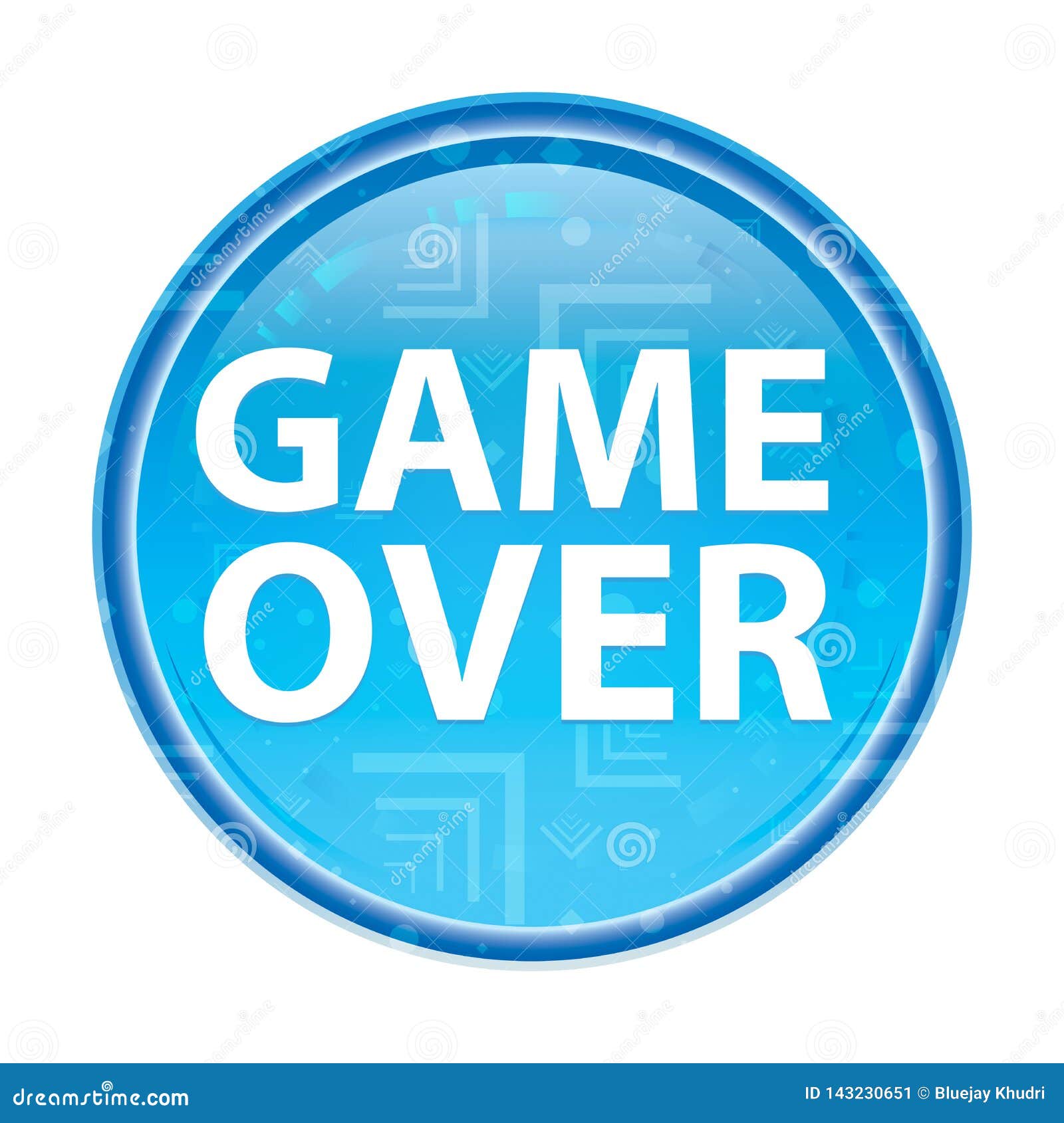 Game Over Floral Blue Round Button Stock Illustration - Illustration of ...