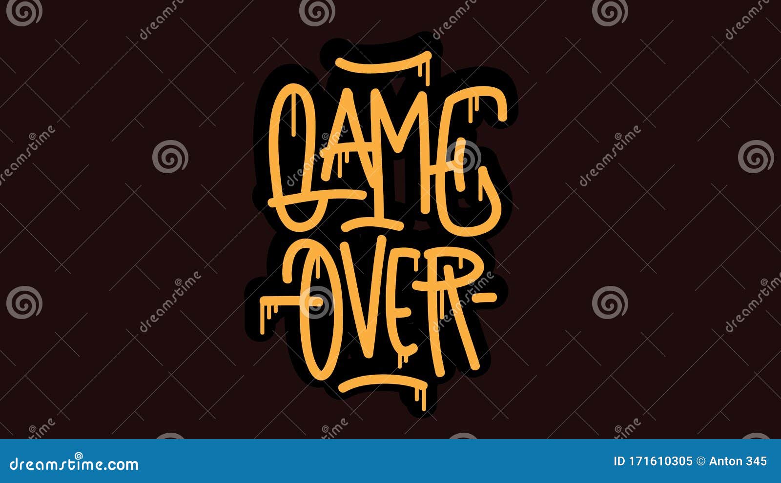 Game Over Hand Lettering Calligraphic Vector Sticker Design. Stock ...