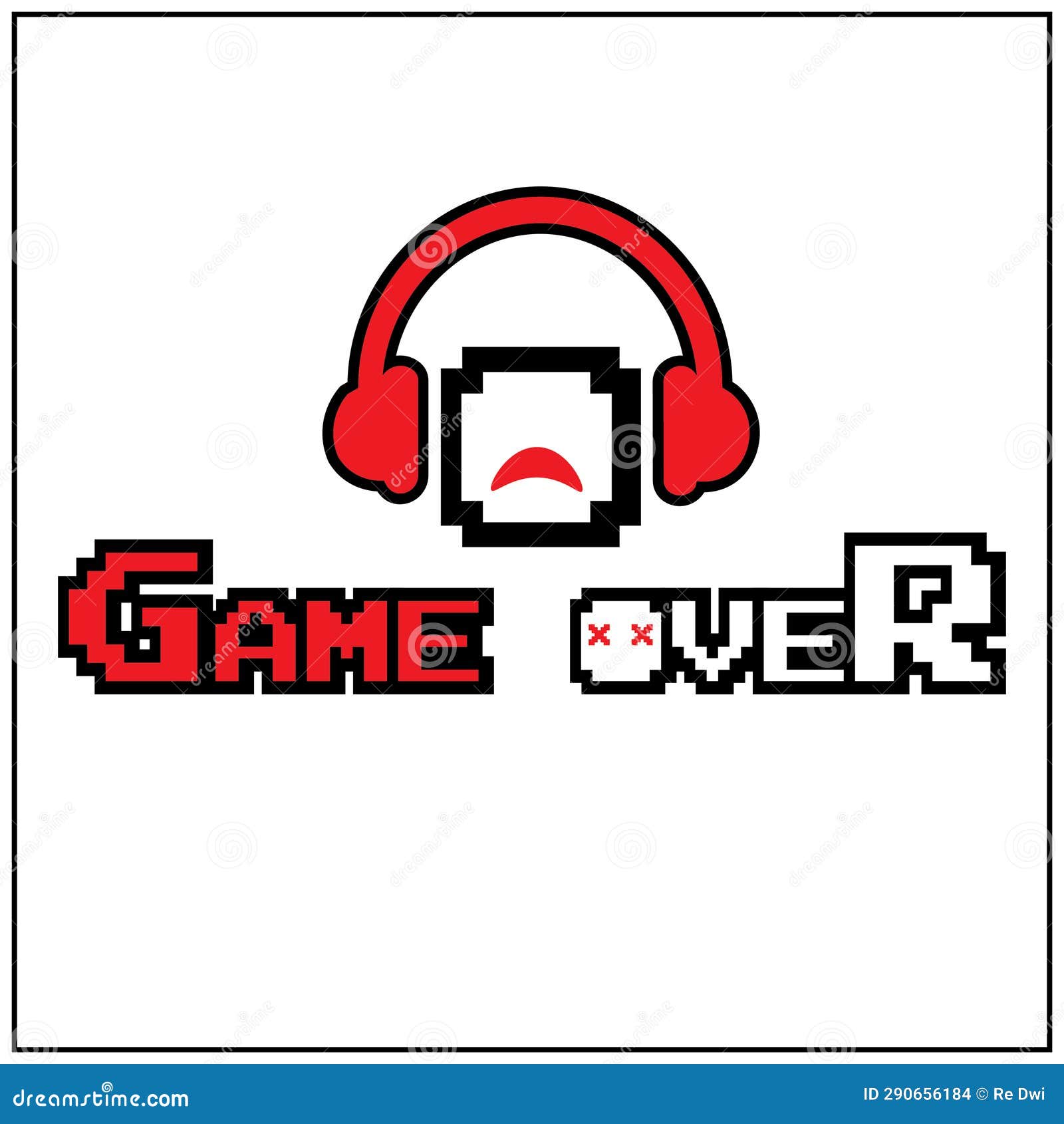 Game Over Illustration Design Vector with Pixel Style and Character ...