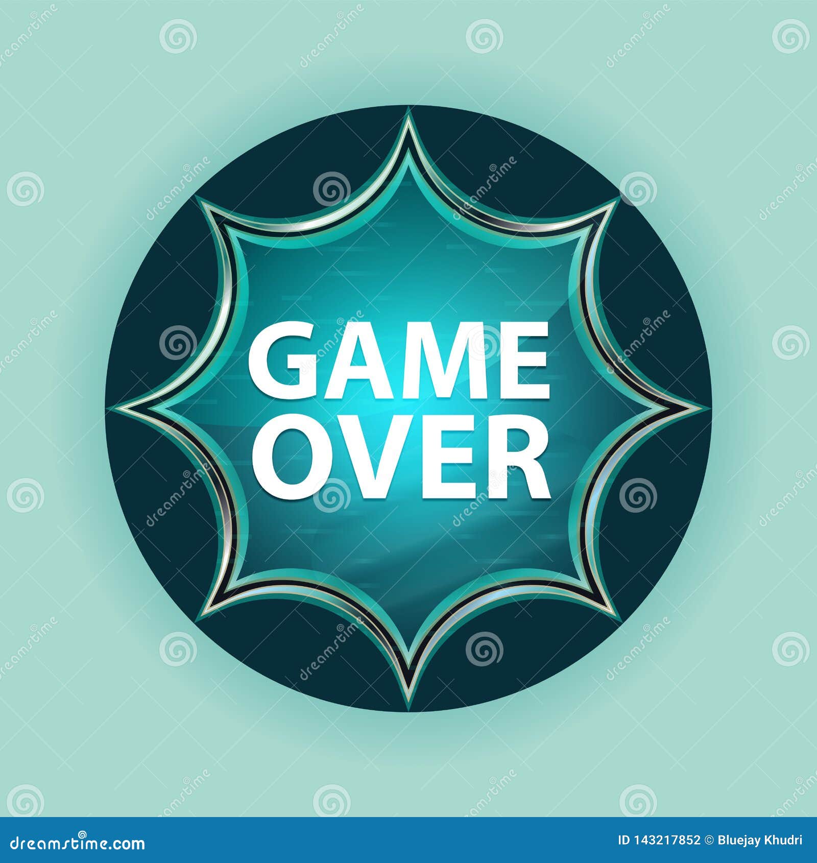 Game Over Magical Glassy Sunburst Blue Button Sky Blue Background Stock ...