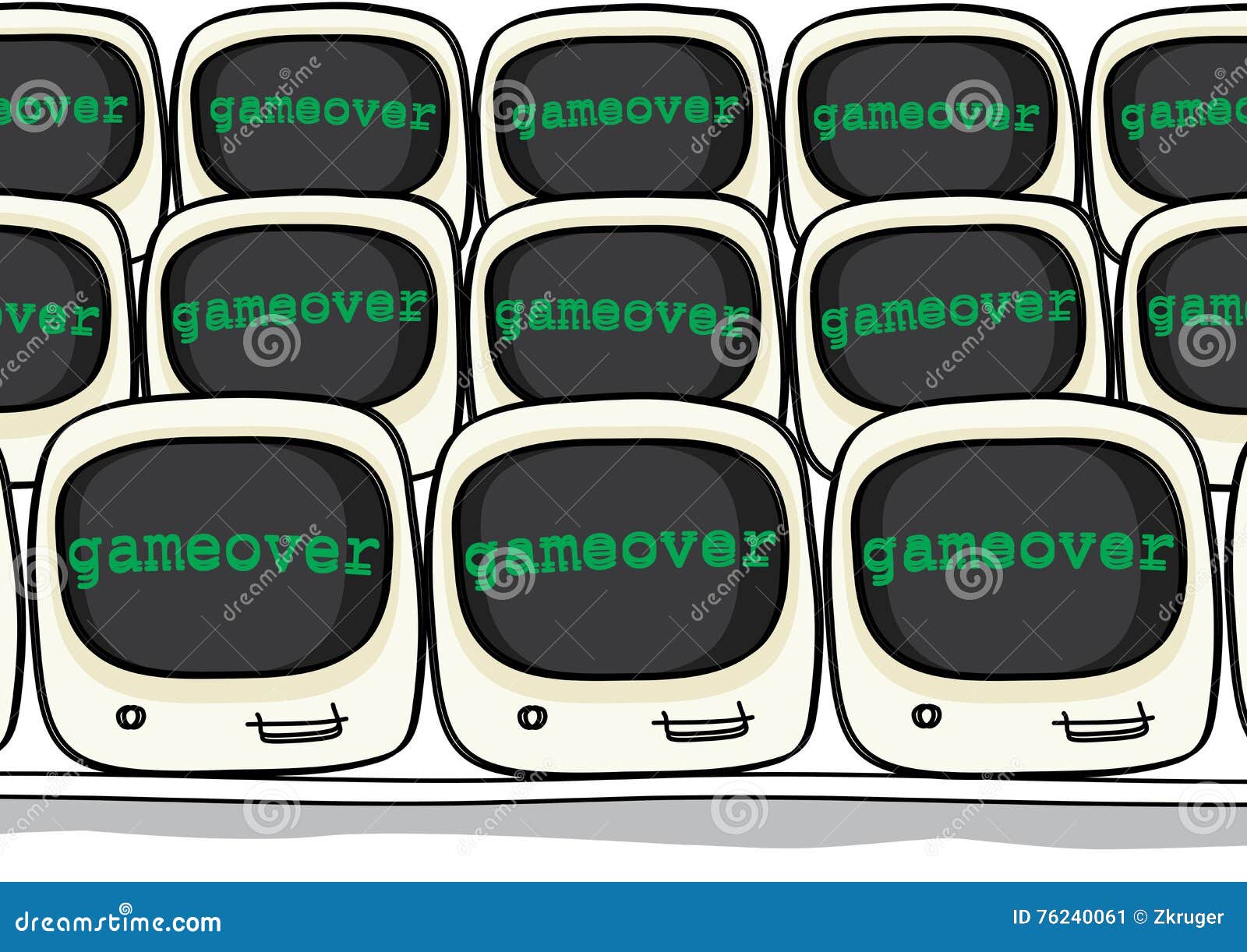 Game Over Message on Computer Monitor Stock Vector - Illustration of ...