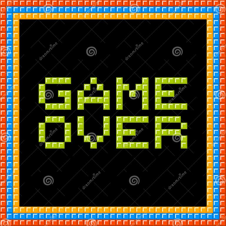 Game Over Message Written in Pixel Blocks Stock Vector - Illustration ...