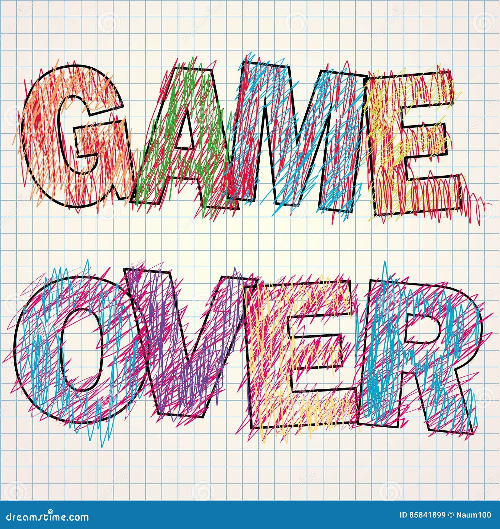 Game Over Painted Children`s Style Pencil, Stock Vector - Illustration ...
