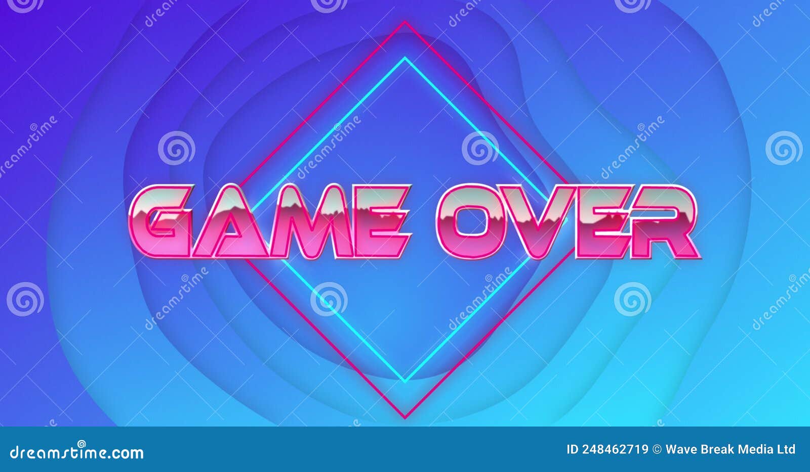 Game Over Pink Text Over Neon Banner Against Abstract Textured Blue ...