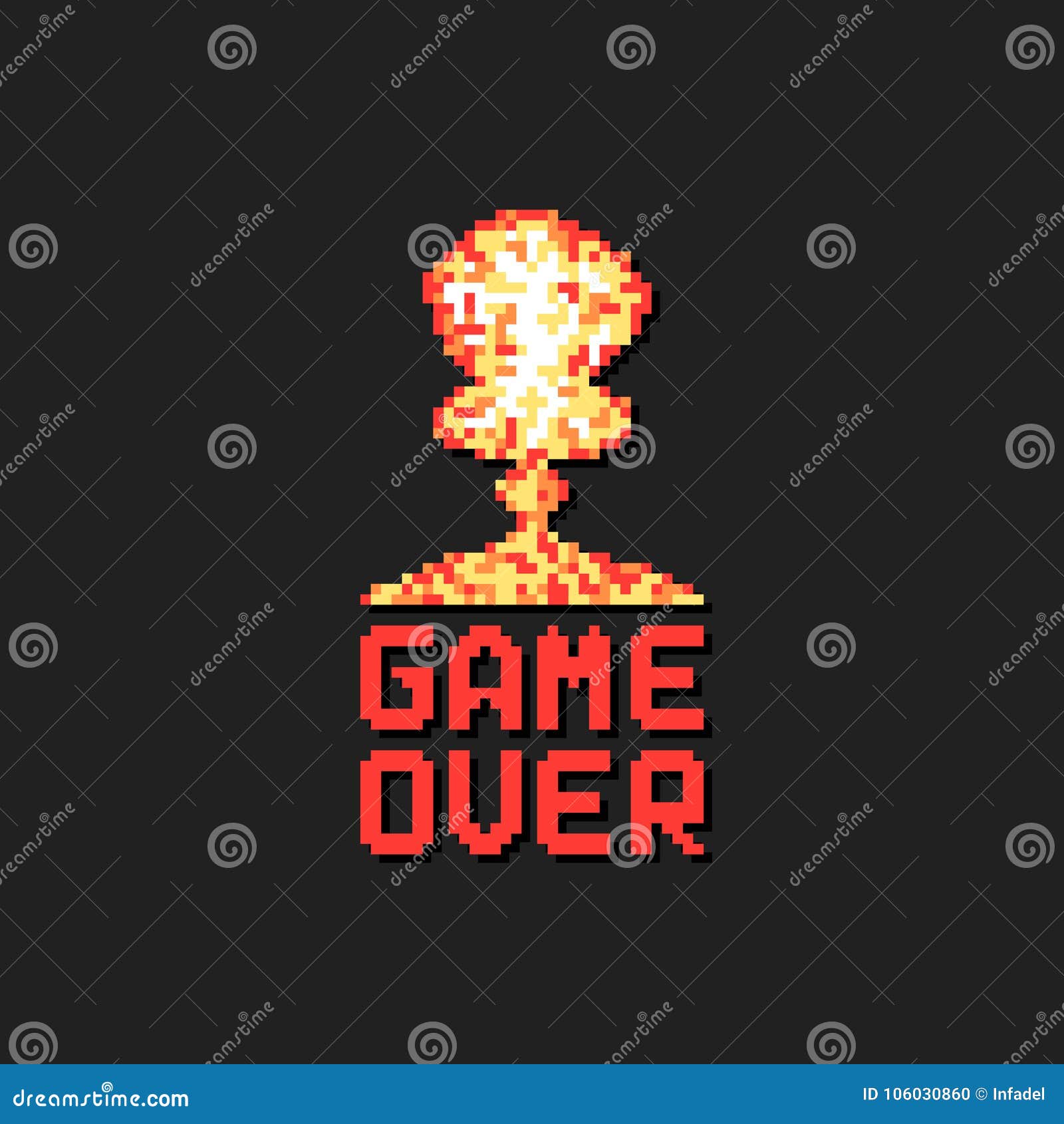 Game Over with Pixel Art Explosion Stock Vector - Illustration of ...