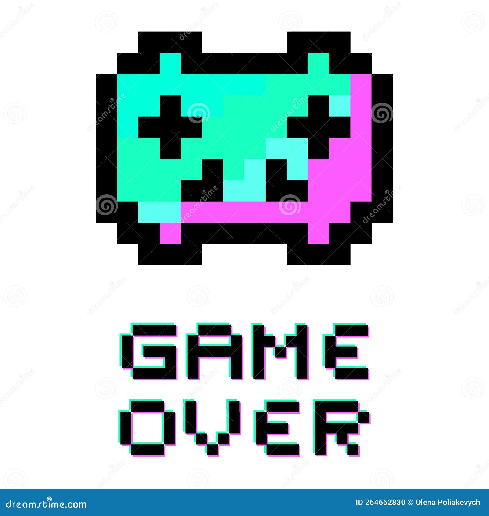 Game Over Pixel Joystick. Game Pad. Computer Gaming. Vector ...