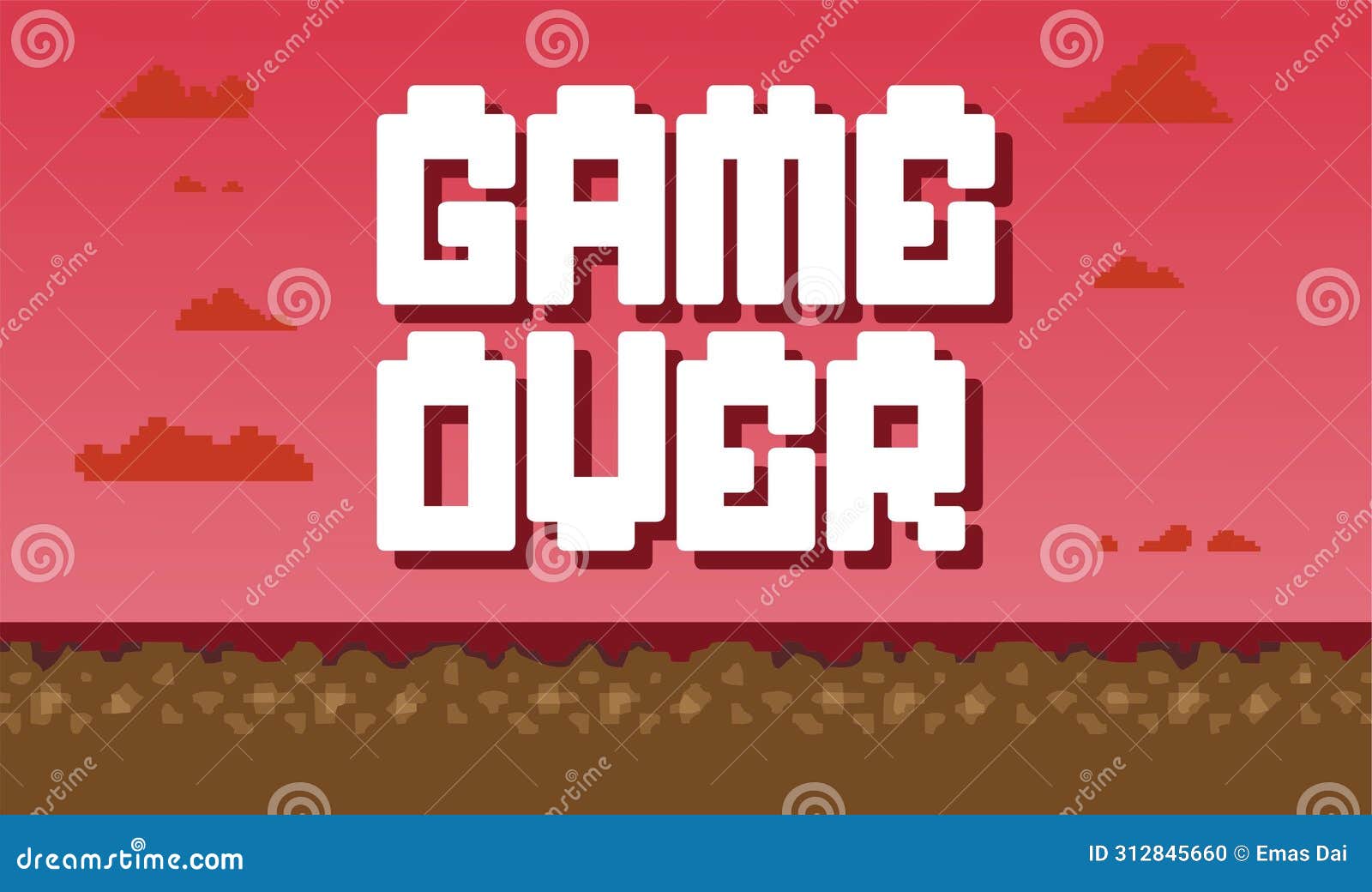 Game Over with Pixel Style Background Stock Illustration - Illustration ...