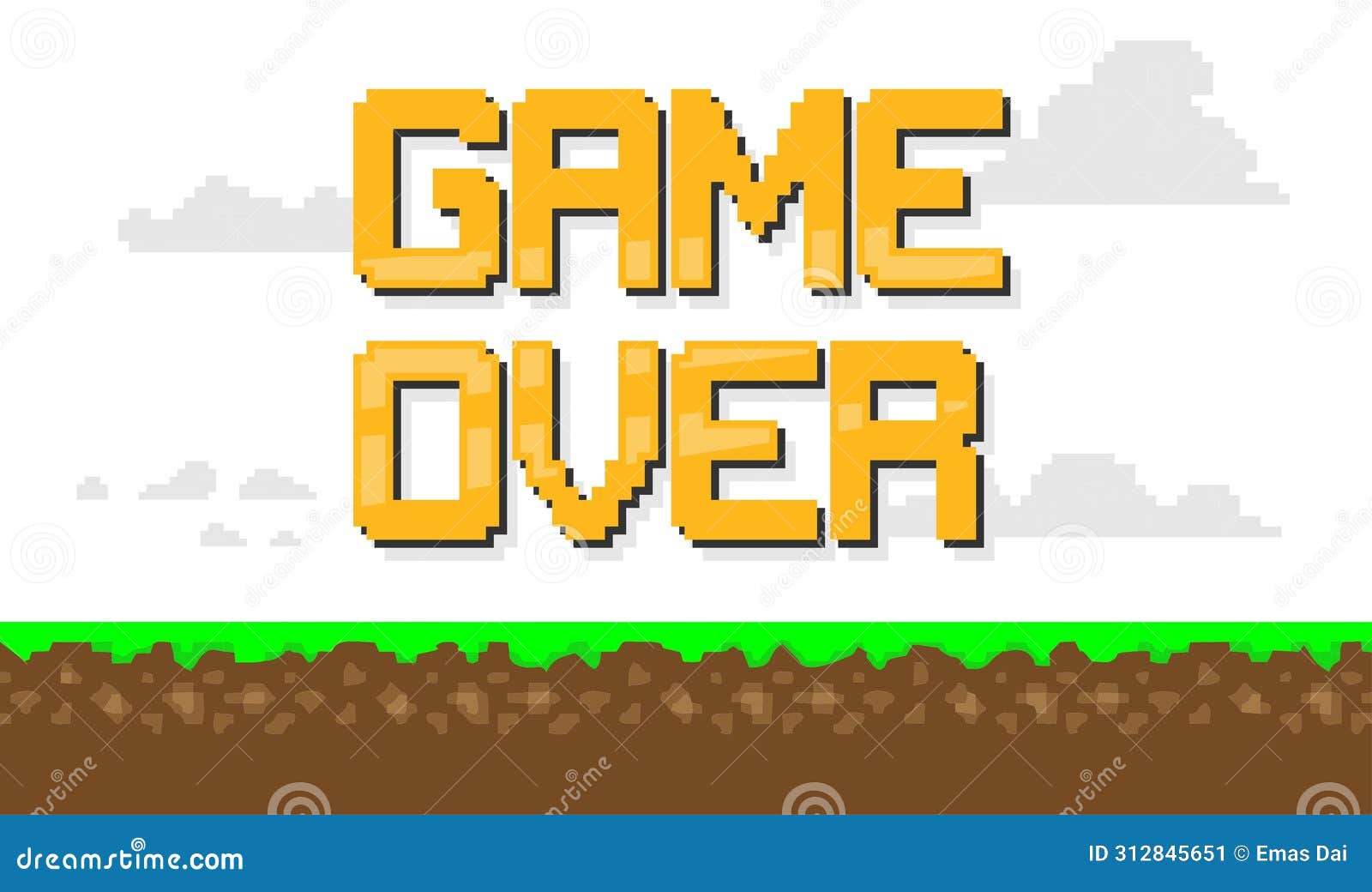 Game Over with Pixel Style Background Stock Illustration - Illustration ...