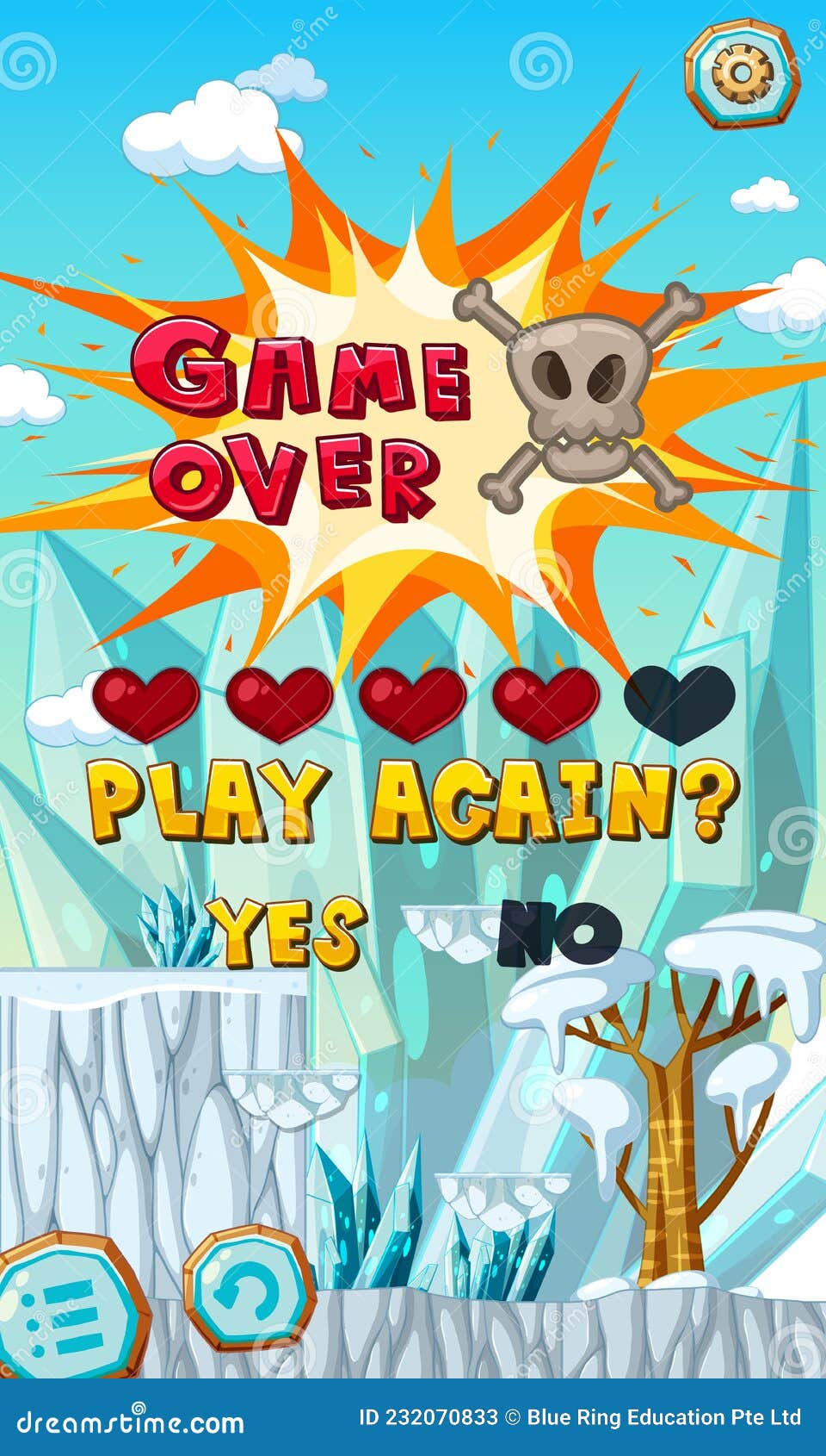 Game Over Template on Mobile Game Stock Vector - Illustration of ...