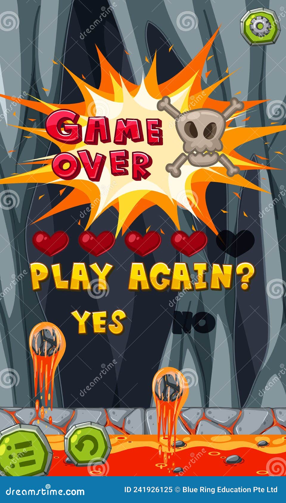 Game Over Template on Mobile Game Stock Vector - Illustration of game ...