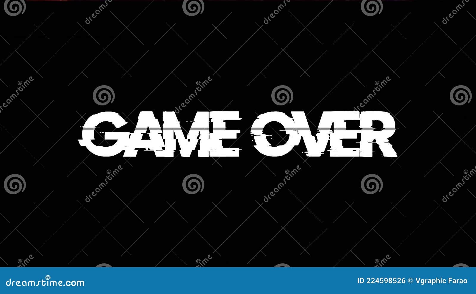 Game Over Text with Glitch Screen Effects on a Black Background. Stock ...