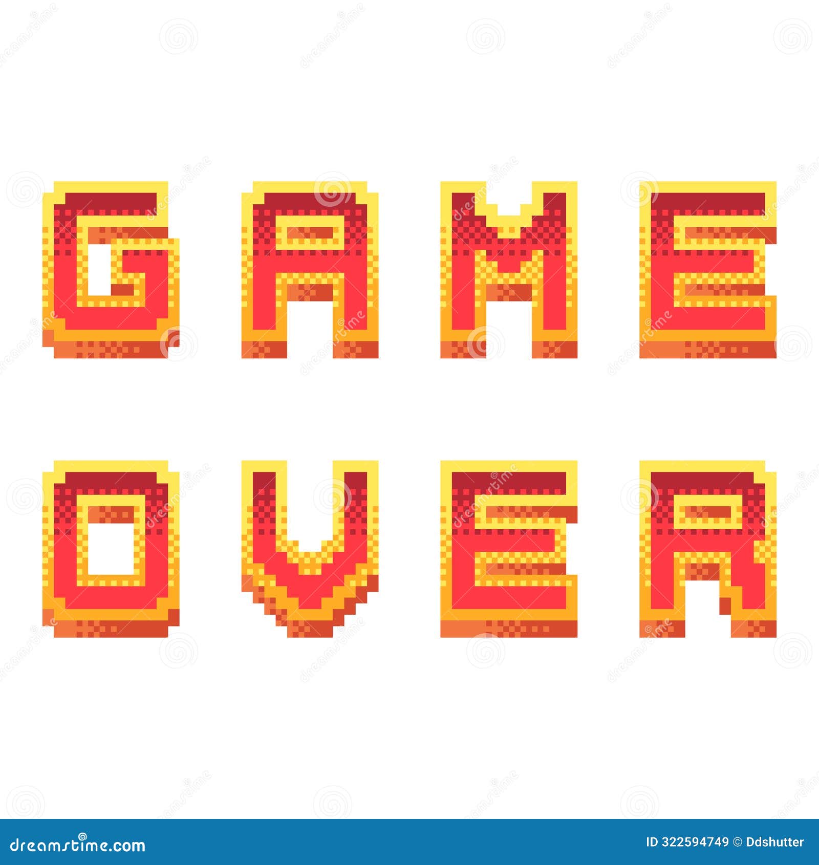 Game Over Text in Pixel Art Style. Stock Vector - Illustration of ...