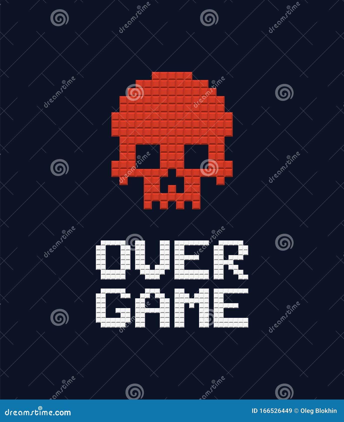 Game Over Text and Red Skull 8 Bit Illustration. Retro Video Game ... Game Over Text and Red Skull 8 Bit Illustration. Retro Video Game ...