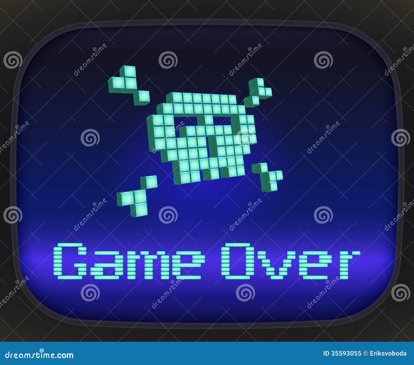 Game Over, Tv Game. Skull and Crossbones Stock Vector - Illustration of ...