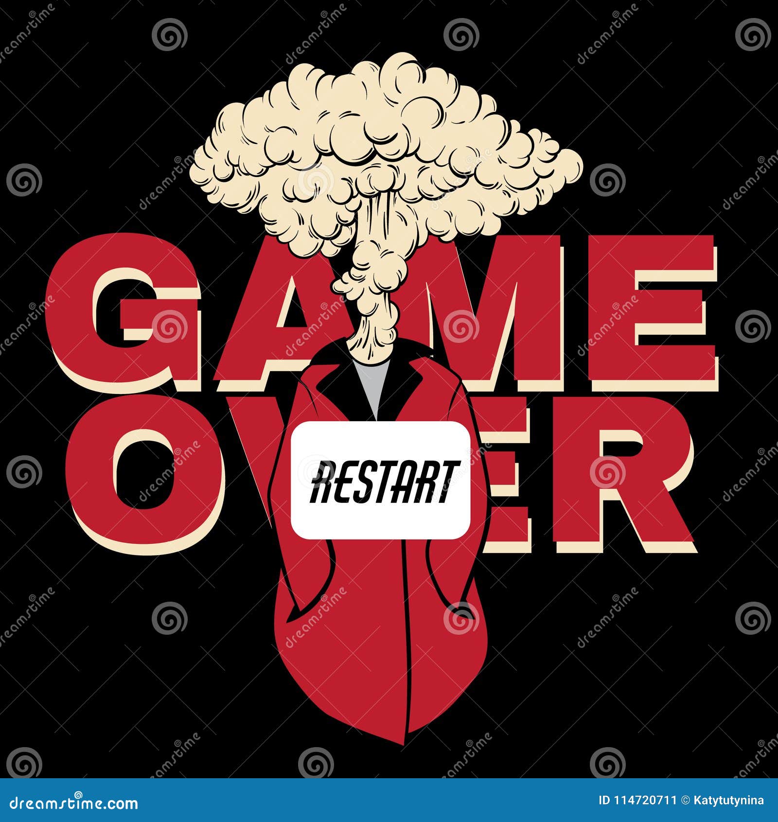 Game Over. Vector Hand Drawn Placard with Creative Illustration with ...