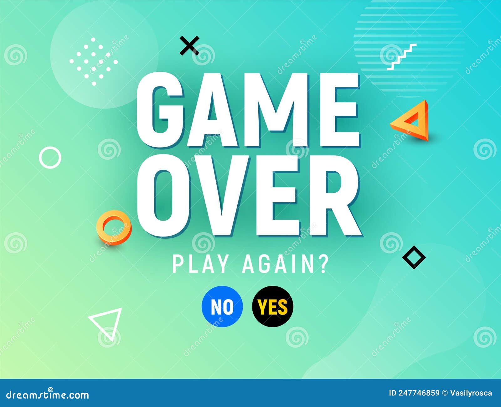 Game Over Vector Video Game Screen Background. Geometric Game Over ...