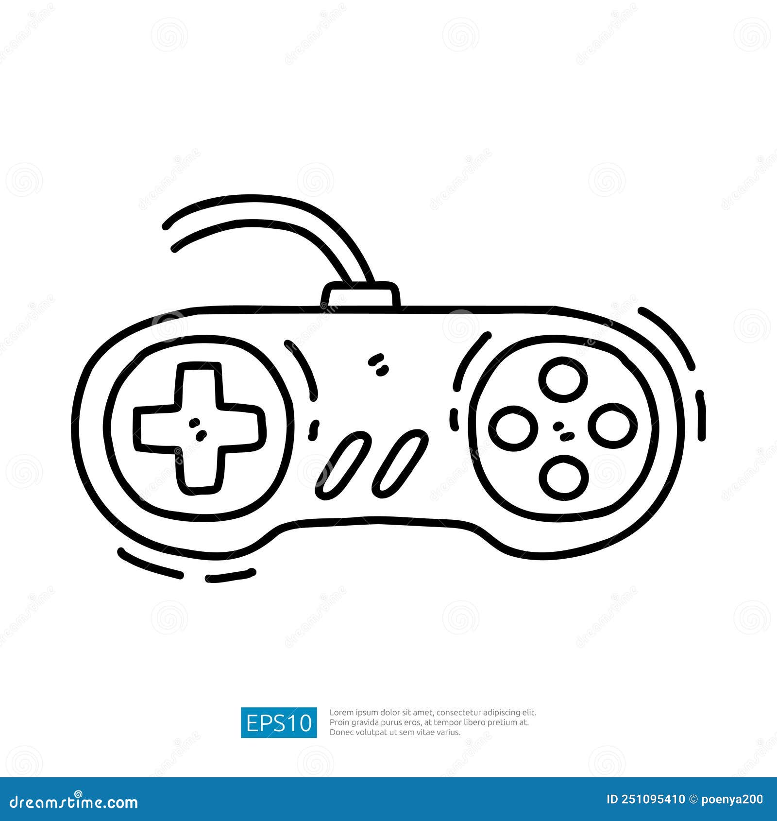Game Pad Controller Doodle Icon Stock Vector - Illustration of console ...