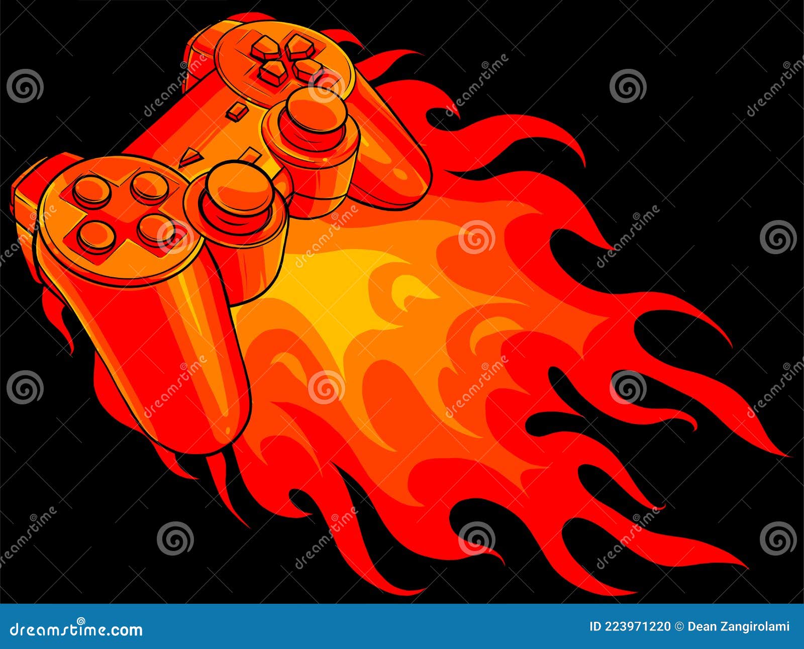 Game Pad with a Fire for Gaming Vector Stock Illustration ...