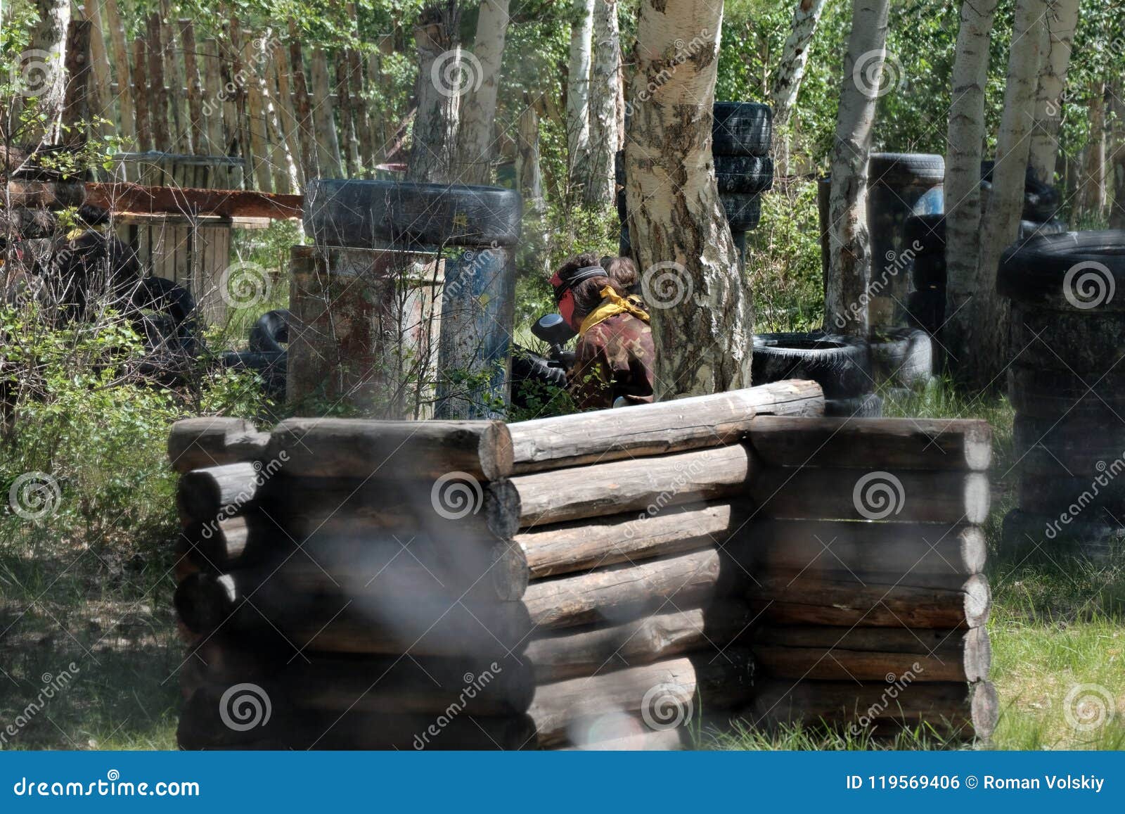 Players Playing in the Forest. Game in a Paintball. Editorial Photo ...