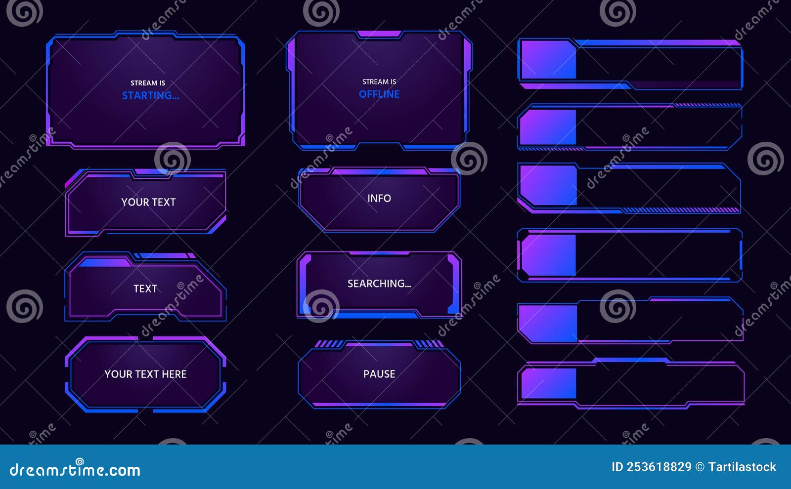 Game Panel. Streaming Overlay Interface Elements, Futuristic Monitor ...