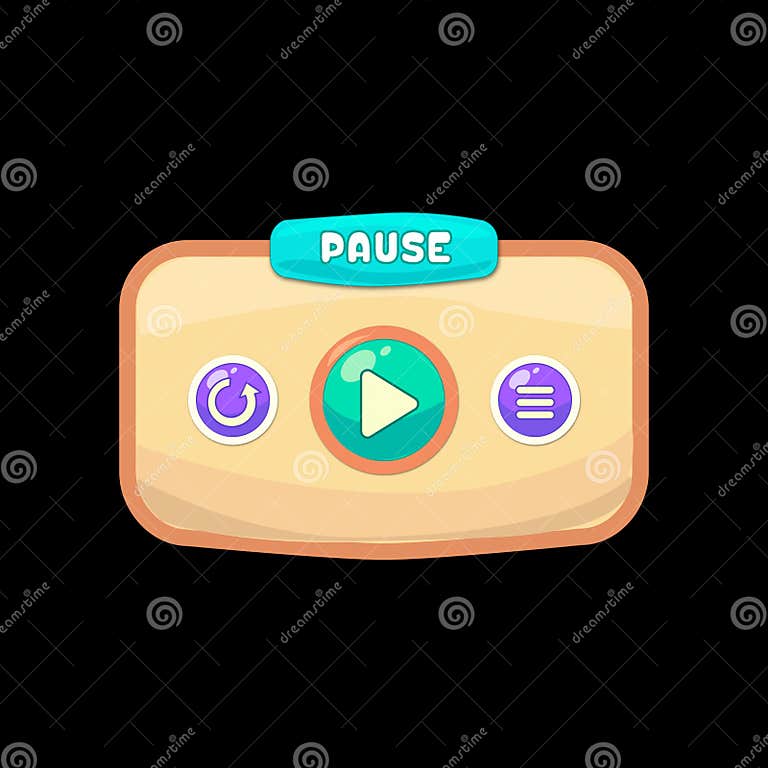 Game pause ui elements stock illustration. Illustration of graphic ...