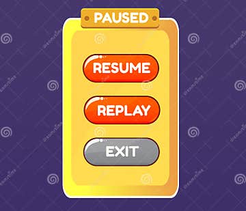 Game Pause. Vector Graphical User Interface UI GUI for 2d Video Games ...