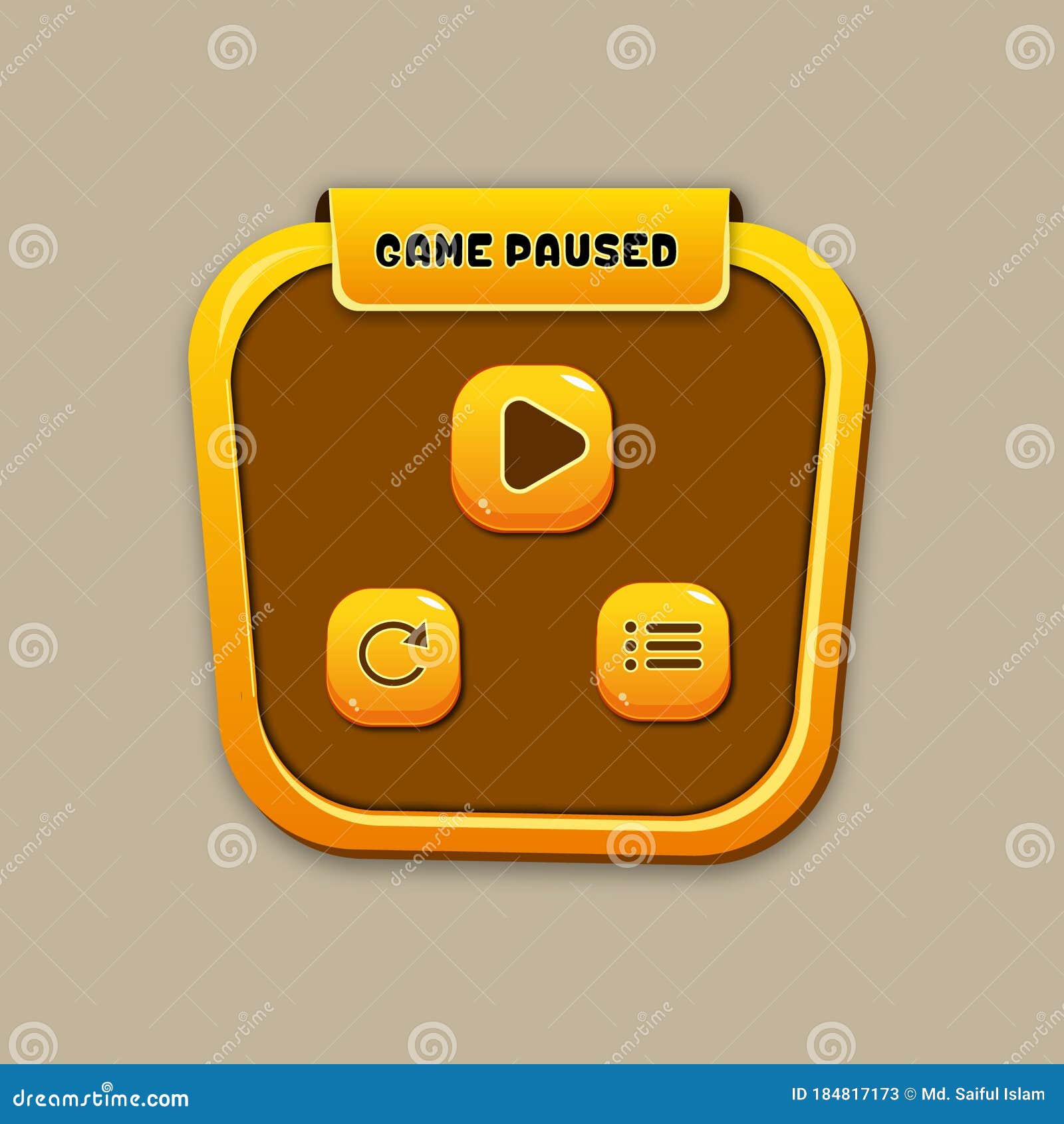 Game Paused Ui Vector Elements Stock Vector - Illustration of assets ...