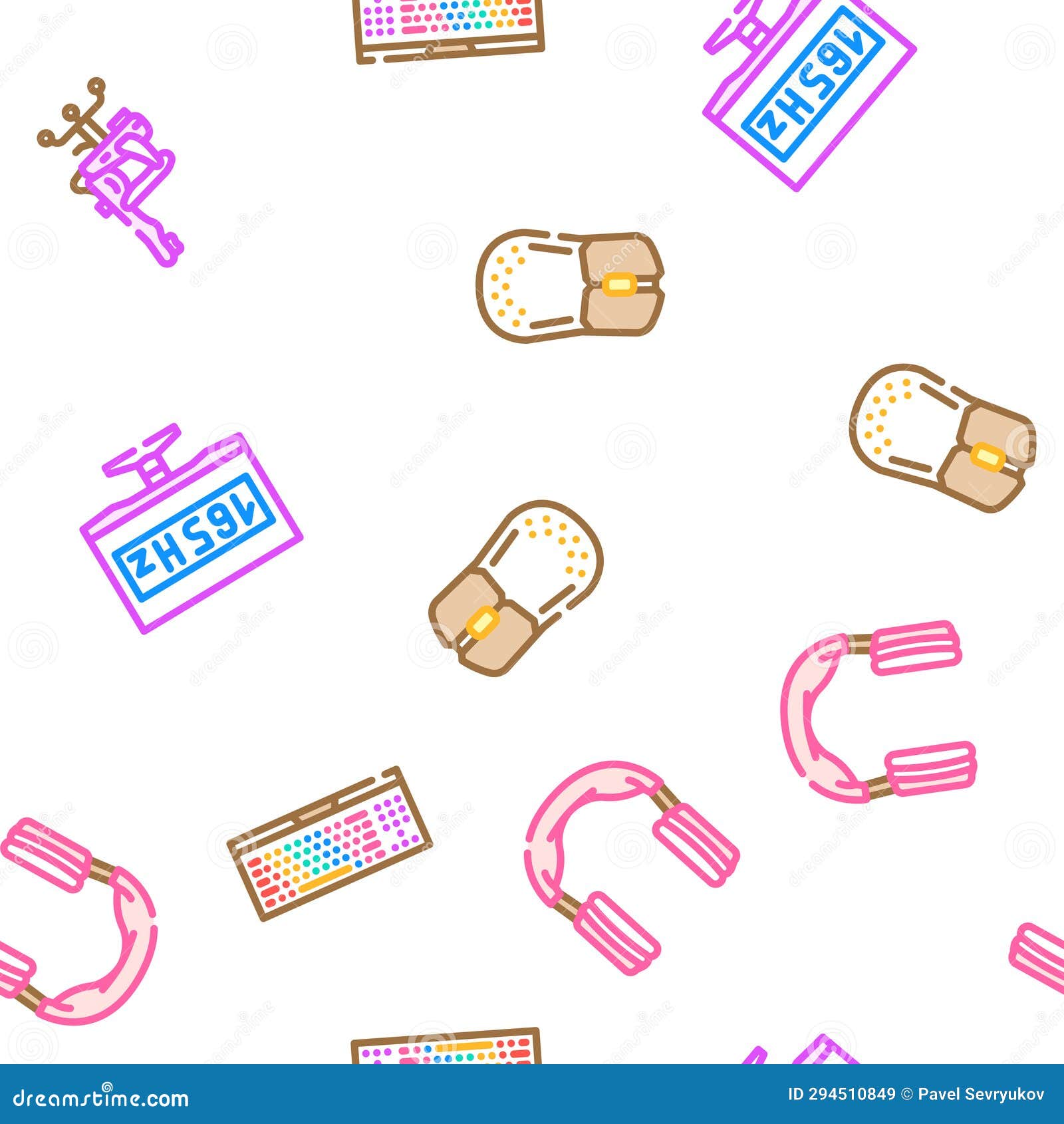 Game Pc Computer Gaming Vector Seamless Pattern Stock Vector ...