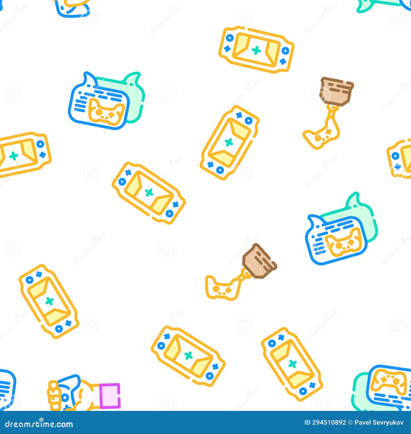 Game Pc Computer Gaming Vector Seamless Pattern Stock Vector ...