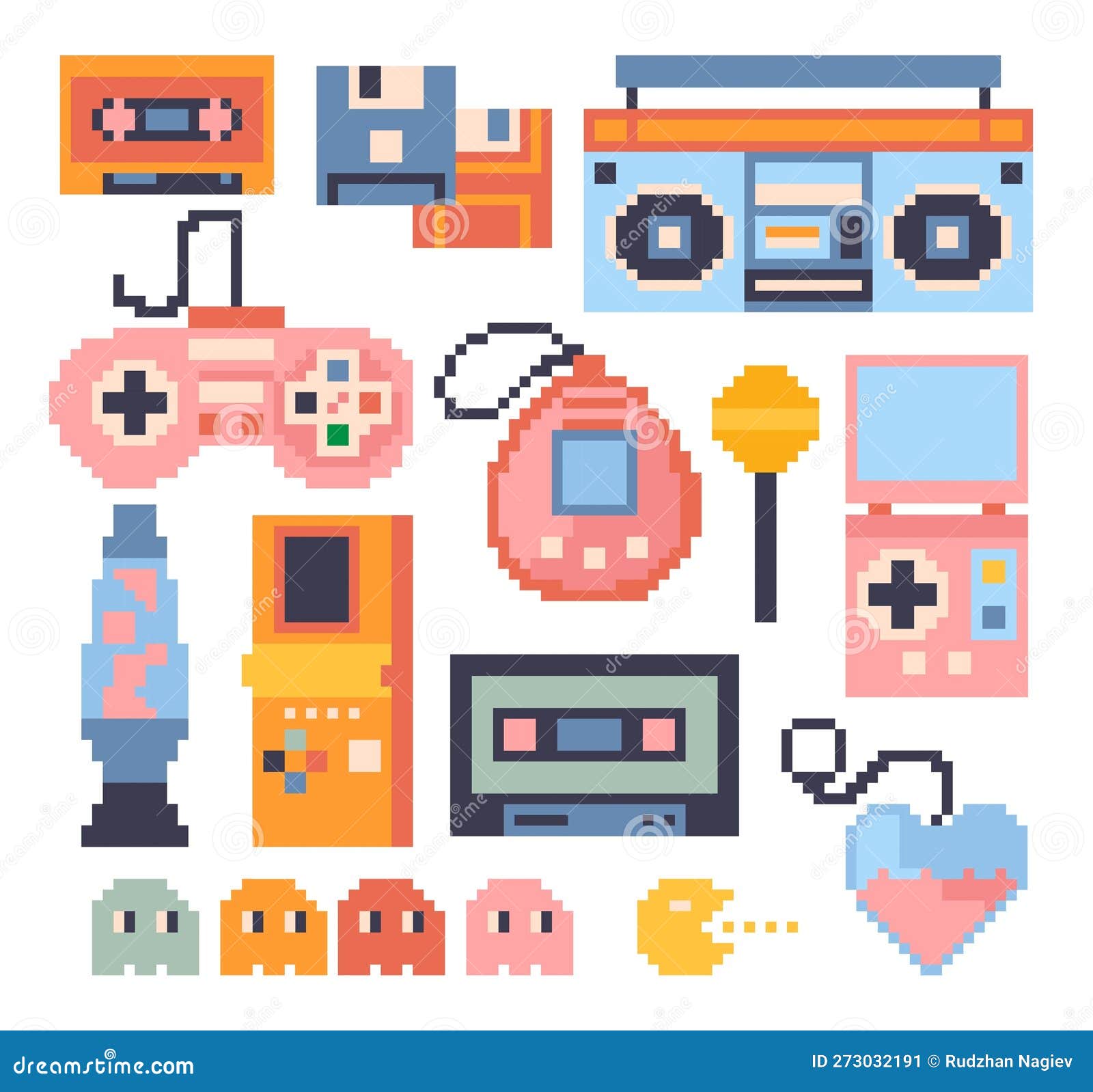 Game pixel stickers set stock illustration. Illustration of collection ...