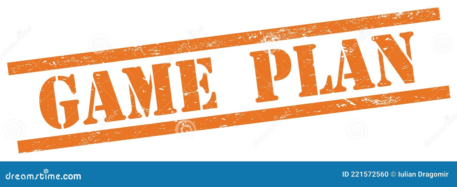 GAME PLAN Text on Orange Grungy Rectangle Stamp Stock Illustration ...