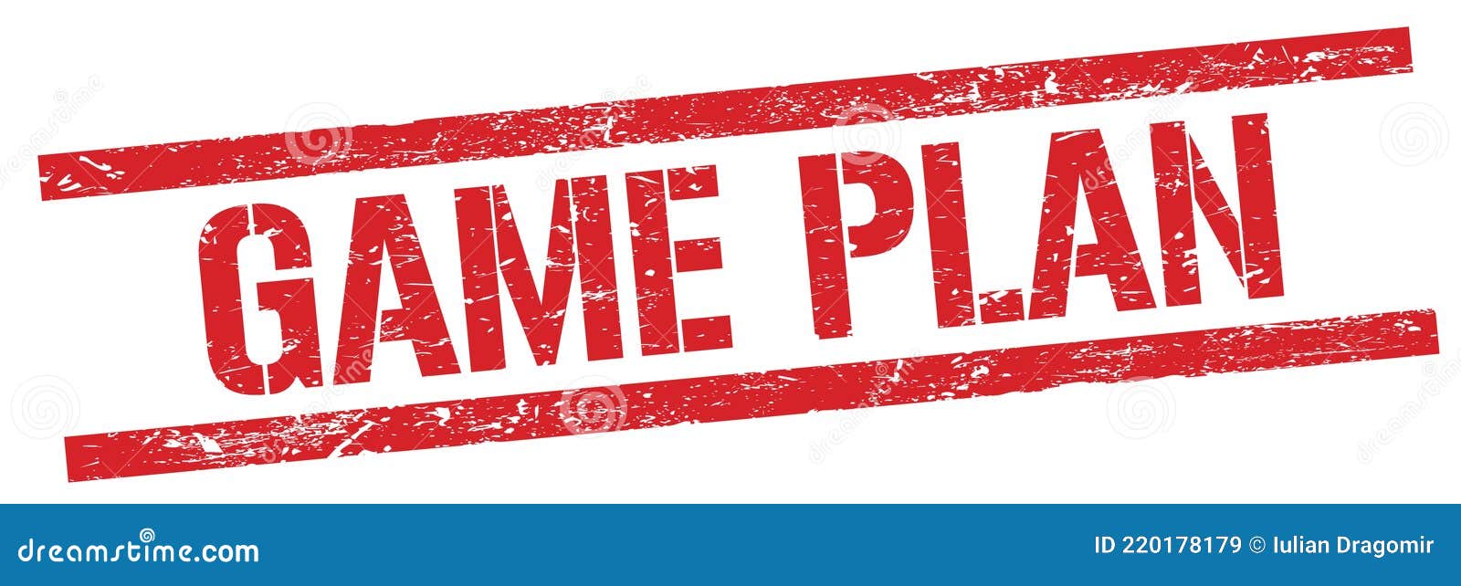 GAME PLAN Text on Red Grungy Rectangle Stamp Stock Illustration ...