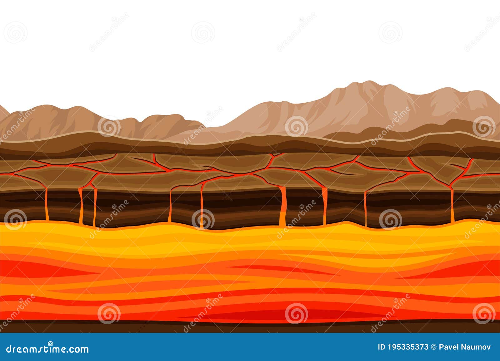 Game Platform with Earth Covered with Lava Vector Illustration Stock ...