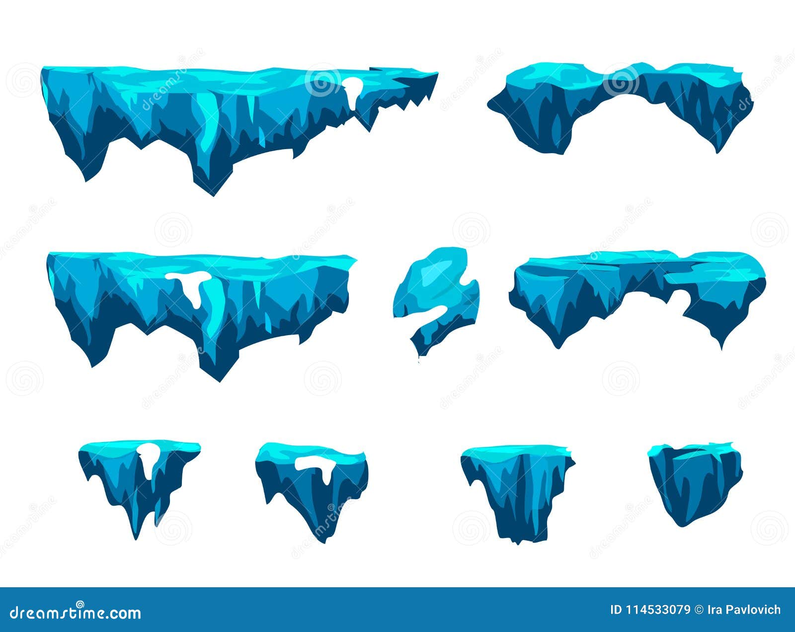 Game Platforms Set, Ice, Illustration Isolated On White Background ...