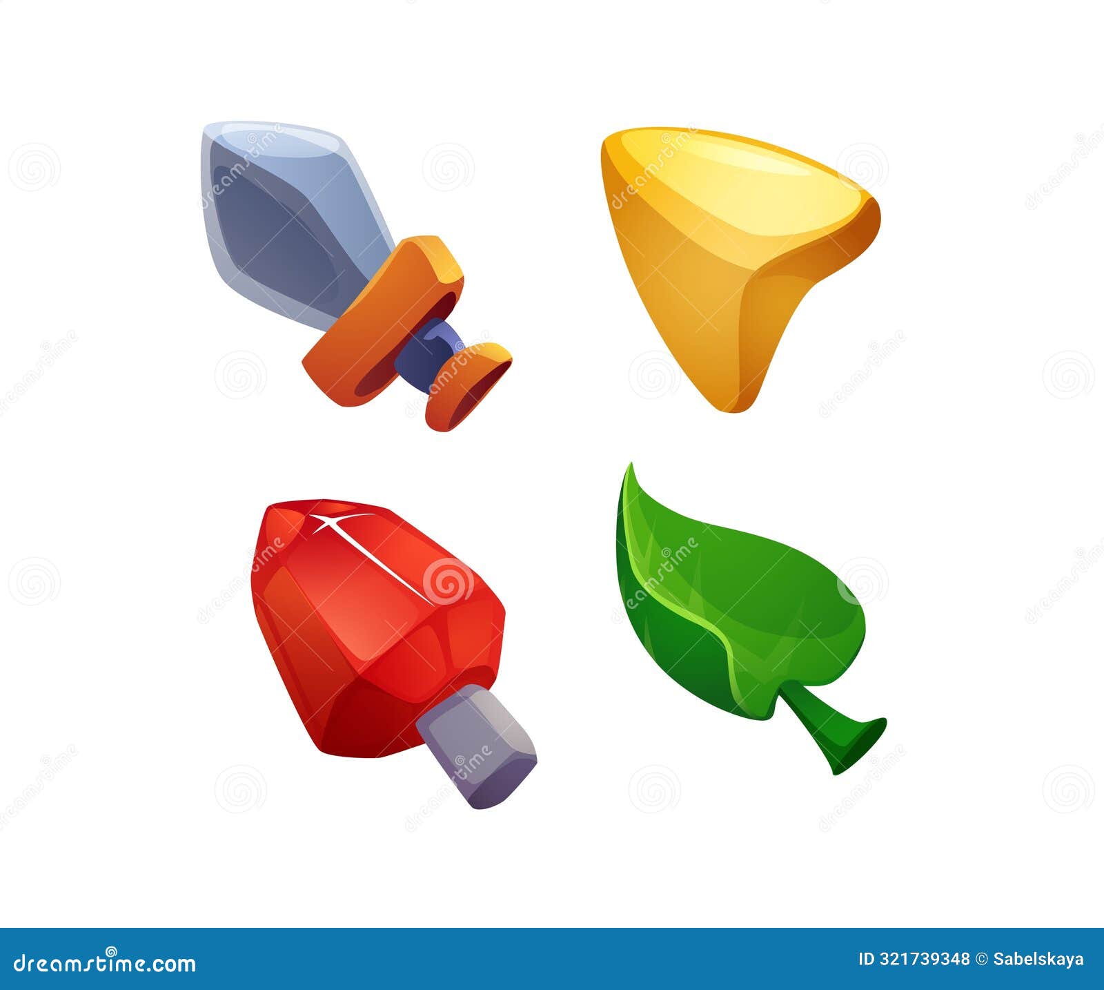 Game Pointer Elements, Set of Flat Vector Illustration, Game Items ...