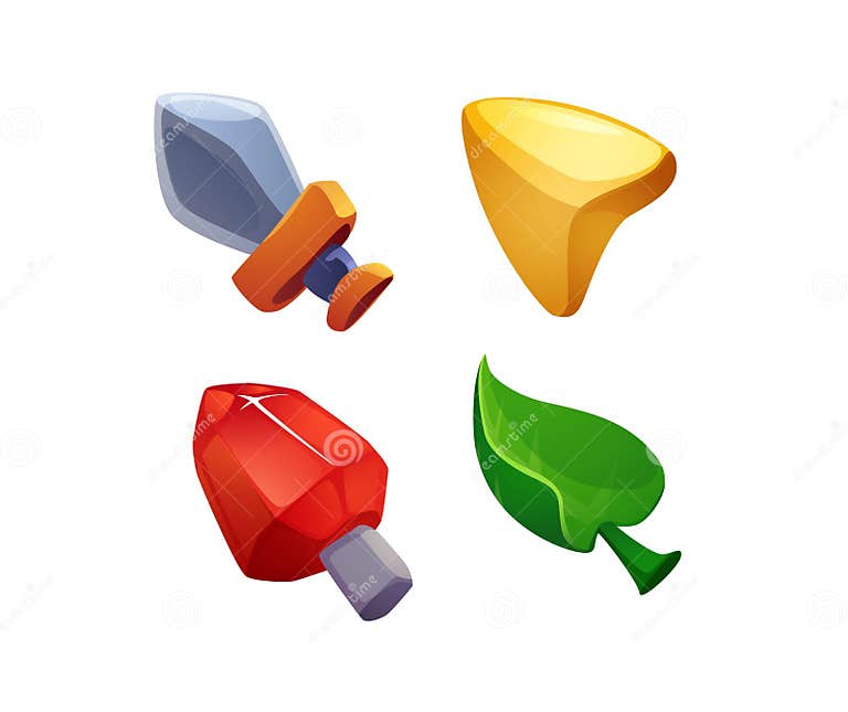 Game Pointer Elements, Set of Flat Vector Illustration, Game Items ...