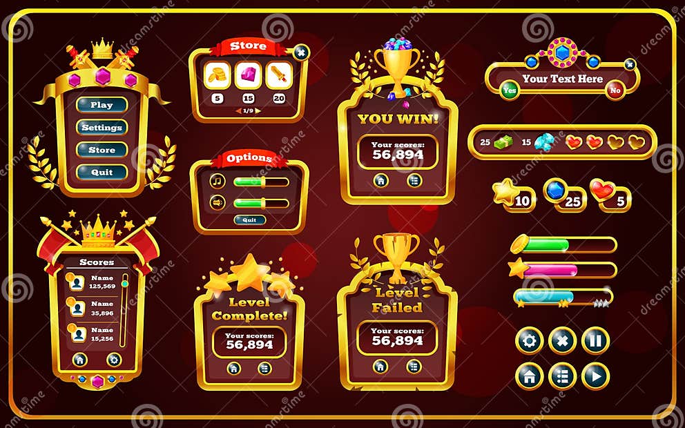 Game Pop-up Window with Main Menus, Panel with Buttons. Stock Vector ...