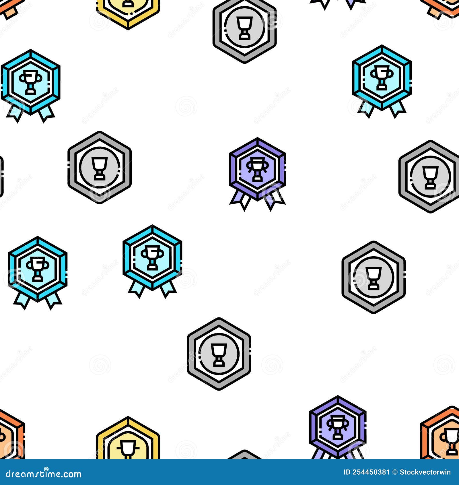 Game Progress Award and Medal Vector Seamless Pattern Stock Vector ...