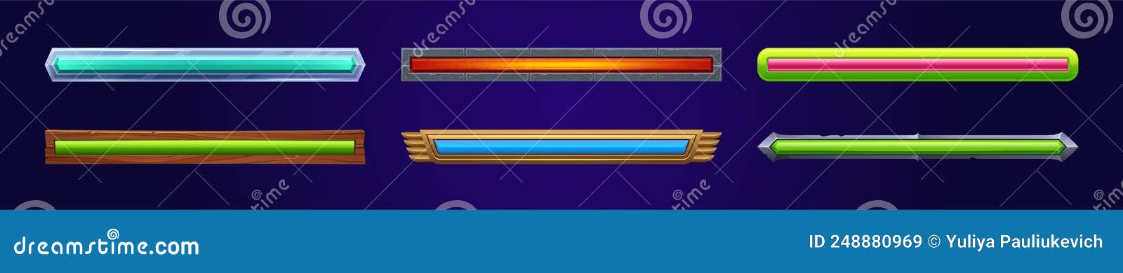 Game Progress Bars Cartoon Vector Ui Elementen Set Vector Illustratie - Illustration of ...