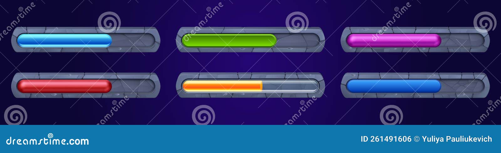 Game Progress Bars in Stone Frame Stock Vector - Illustration of ...