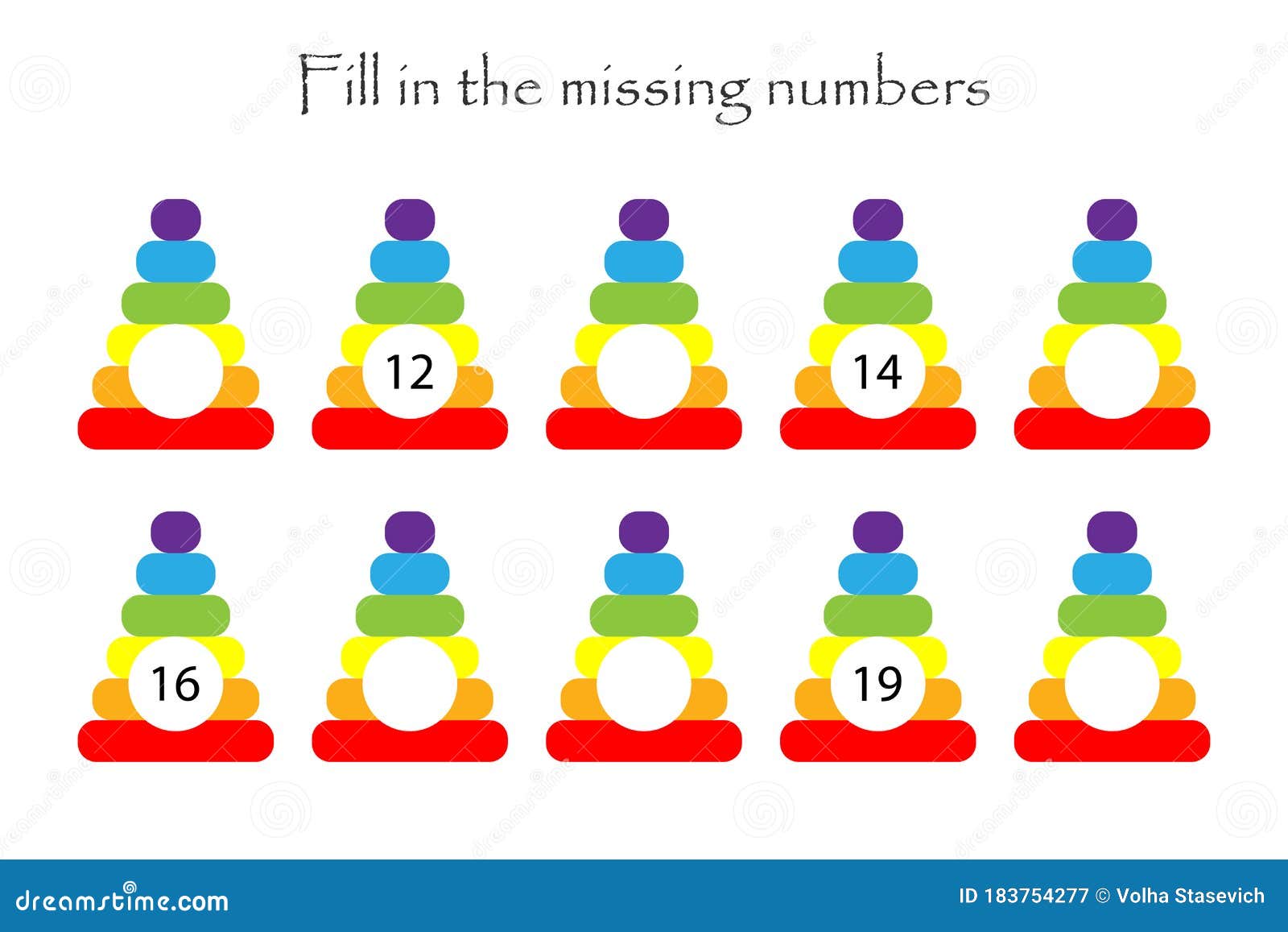Game with Pyramids for Children, Fill in the Missing Numbers, Easy ...