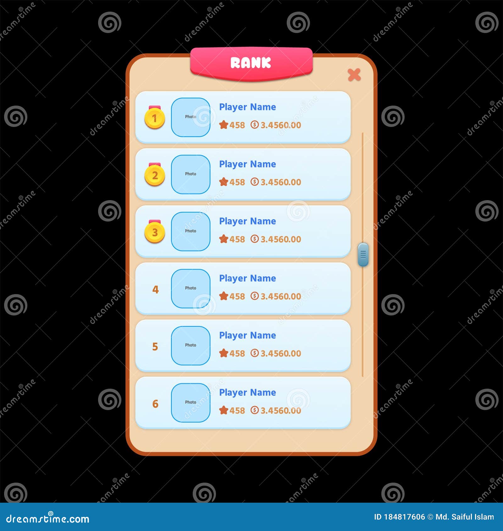 Game Rank Ui Vector Elements Design Stock Illustration - Illustration ...