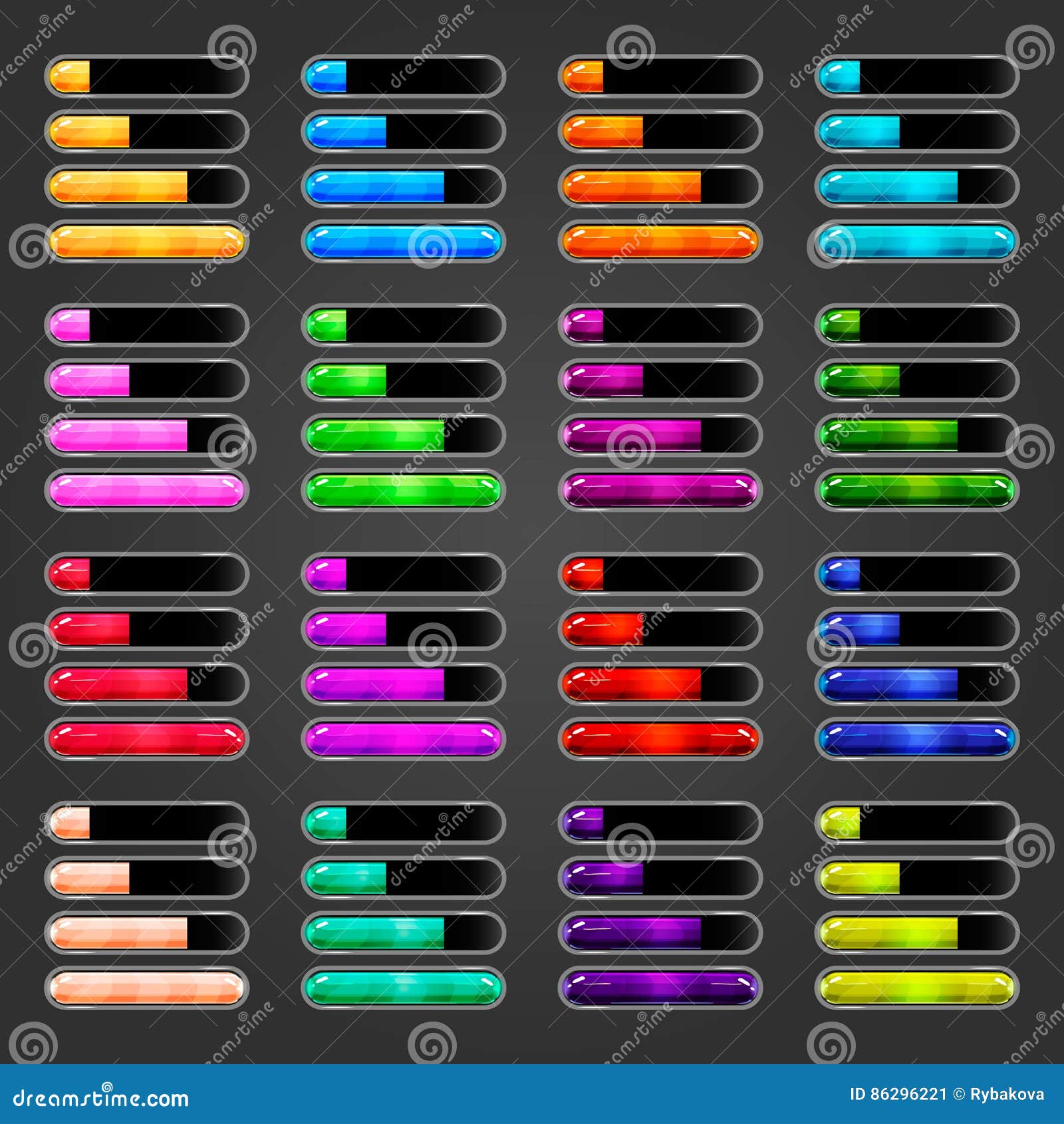 Game resource bar stock vector. Illustration of collection - 86296221