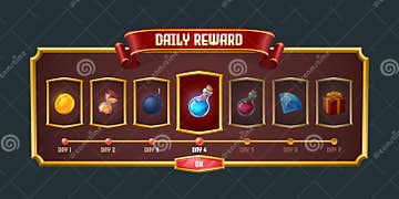 Daily Game Reward Graphic Interface, Menu Panel Stock Vector ...