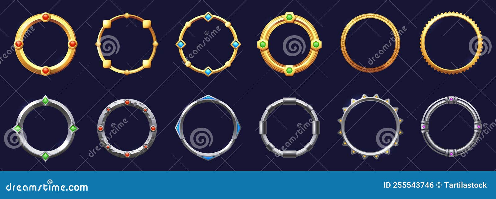Game Round Interface Frames. Cartoon UI Circle Game Asset Items, Empty ...