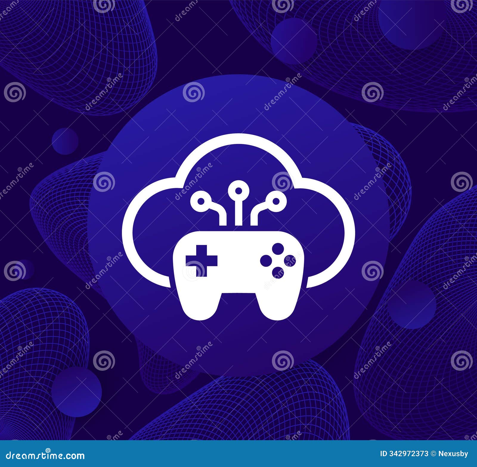 Game Server Icon with Gamepad, Cloud Gaming Vector Stock Illustration ...