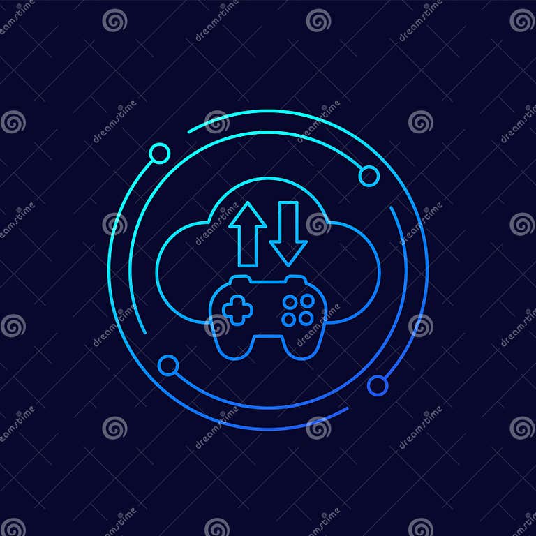 Game Server Icon with Gamepad and Cloud, Linear Stock Vector ...