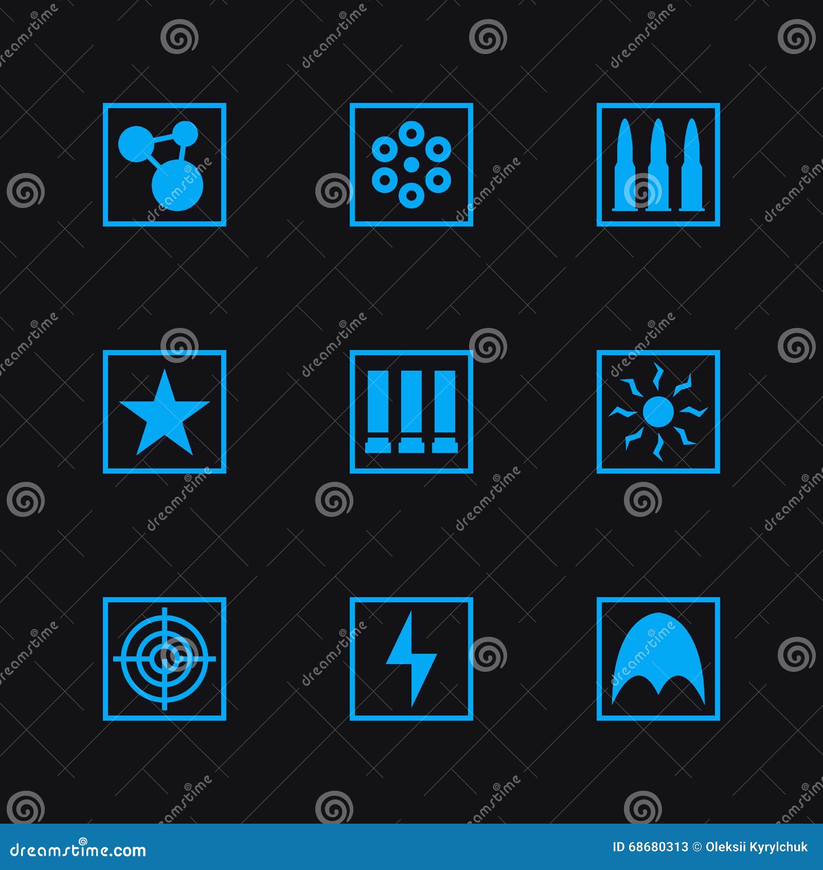 Game set weapon icons stock vector. Illustration of sight - 68680313