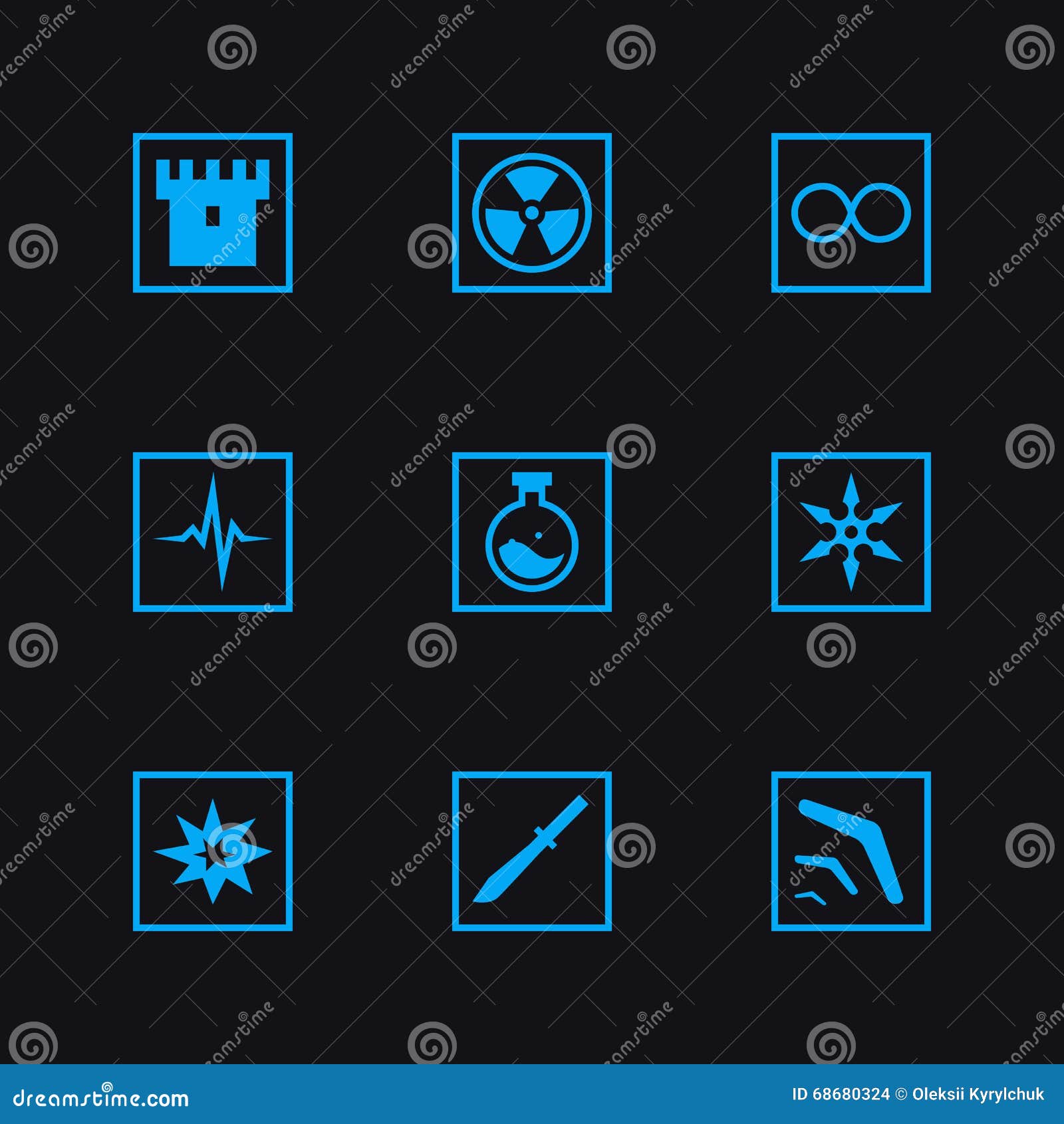 Game set weapon icons stock vector. Illustration of item - 68680324