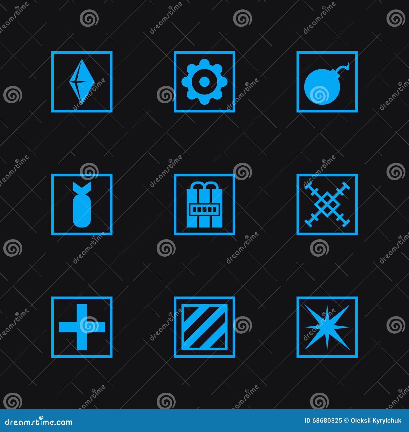 Game set weapon icons stock vector. Illustration of shooter - 68680325